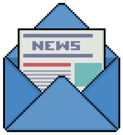 Pixel Art Envelope With Newspaper Vector Icon For 8bit Game On White Background 13982055 Vector