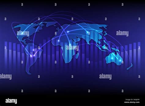 Business Concept World Map And Bar Graph Technology Global Connection Communication Vector