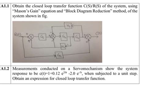 Solved IA Obtain The Closed Loop Transfer Function Chegg Com