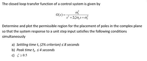 Solved The Closed Loop Transfer Function Of A Control System