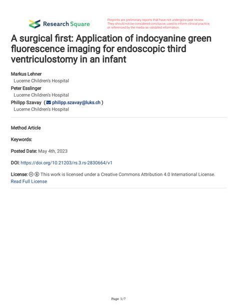 Pdf A Surgical First Application Of Indocyanine Green Fluorescence Imaging For Endoscopic