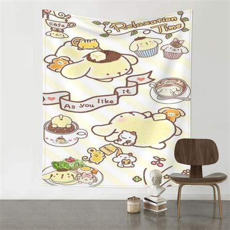 Pompompurin Wall Tapestry Anime Poster For Bedroom Aesthetics Funny Room Decor Flag Wall Hanging