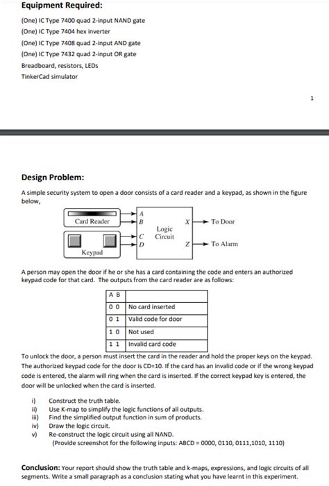 Equipment Required One IC Type Quad Input Chegg Com