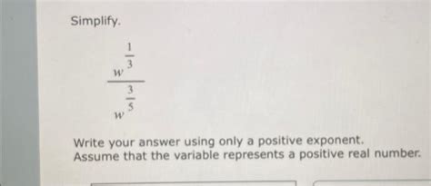 solved simplify w53w31 write your answer using only a