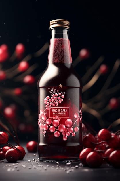 Premium Photo A Bottle Of Raspberry Juice