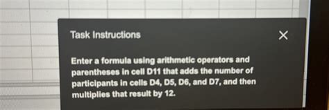 task instructionsenter a formula using arthmettic