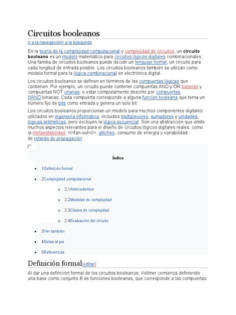 Circuitos Booleanos Pdf Matemáticas Aplicadas Cibernética