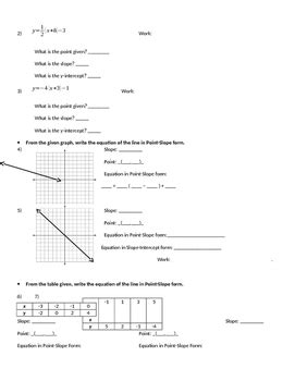 Writing Equations In Point Slope Form Notes And Assignment TpT