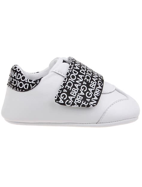 Кожаные пинетки с логотипами Dolce & Gabbana, 2174519410174, Белый, Для ...