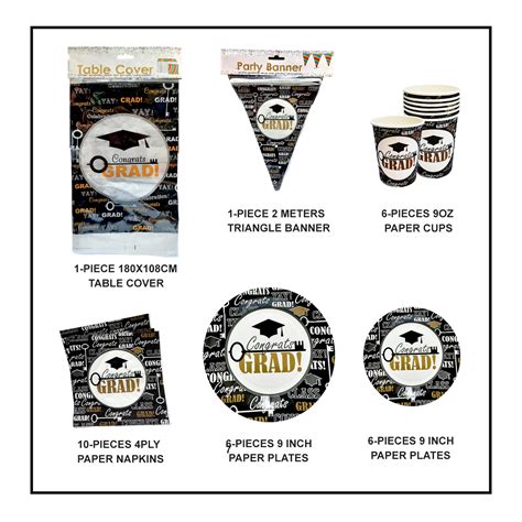 30 Pieces Congrats Grad Design Graduation Tableware Set Party Supplies Party Time Dubai