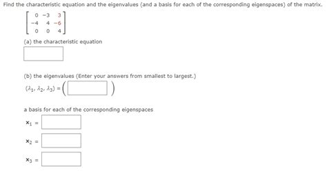 Solved Find The Characteristic Equation And The Eigenvalues