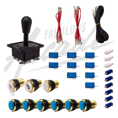 Buy Arcade Kit 1 Player Luminous Golden Buttons American Joystick Gpio Cable Online At