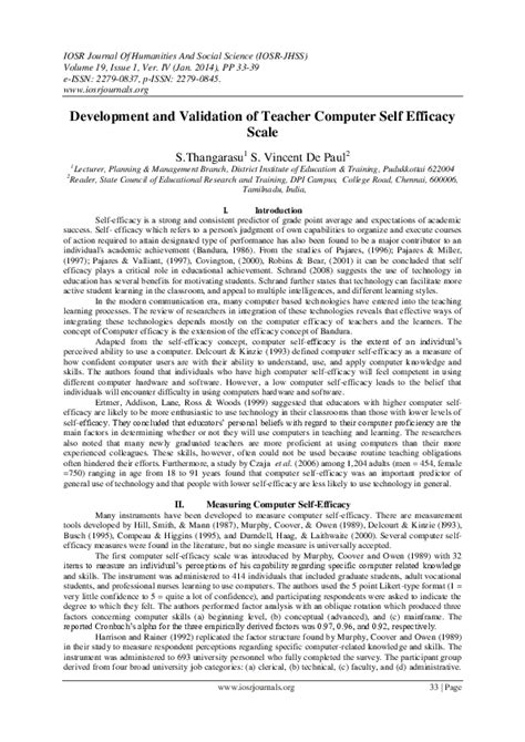 Pdf Development And Validation Of Teacher Computer Self Efficacy Scale