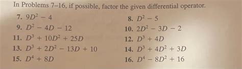 solved in problems 7 16 if possible factor the given
