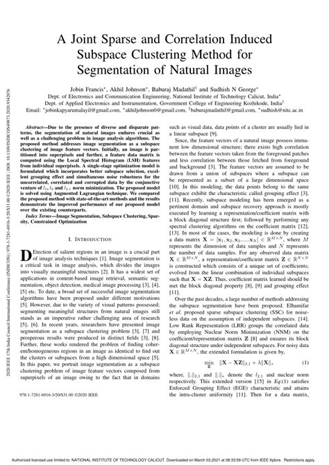 Pdf A Joint Sparse And Correlation Induced Subspace Clustering Method