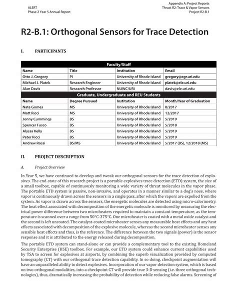 Pdf R2 B 1 Orthogonal Sensors For Trace Detection · The Past Year