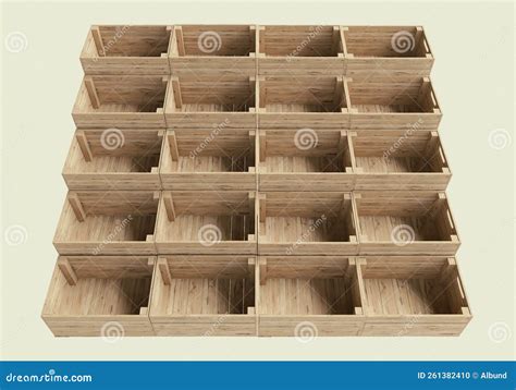 Empty Stacked Wooden Crates Stock Illustration Illustration Of Pack