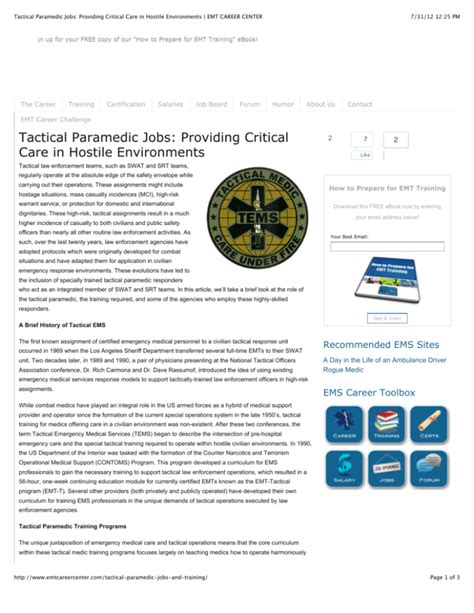 Tactical Paramedic Jobs