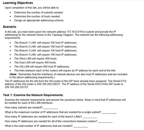 Solved Assessment Activity Subnetting Scenario Topology Chegg Com