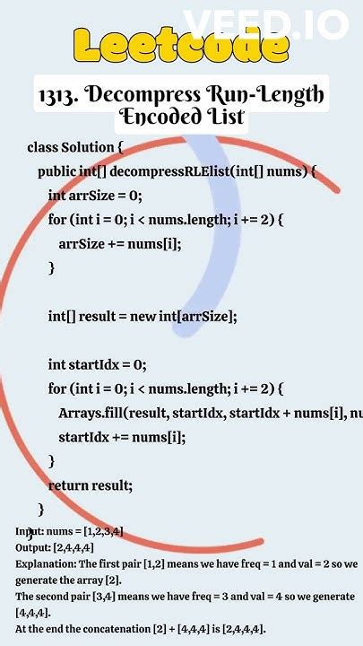 1313 Decompress Run Length Encoded List Java Shortvideo Shorts Youtube