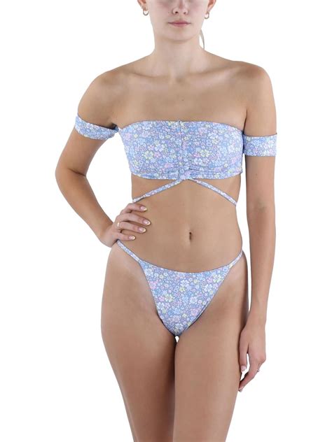 Frankies Bikinis Womens Jagger Floral Print Off The Shoulder Bikini