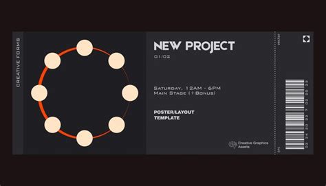 현대적인 전시 티켓 템플릿 레이아웃은 추상적인 터 기하학적 모양으로 만들어졌으며 브루탈리즘에서 영감을 받은 그래픽입니다 프리미엄 벡터