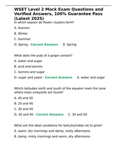 WSET Level Mock Exam Questions And Verified Answers Guarantee Pass Latest WSET