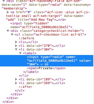 Default Value For The Taxonomy Field Type ACF Support