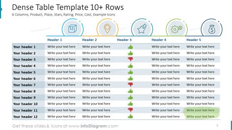 Dense Table Template 10 Rows