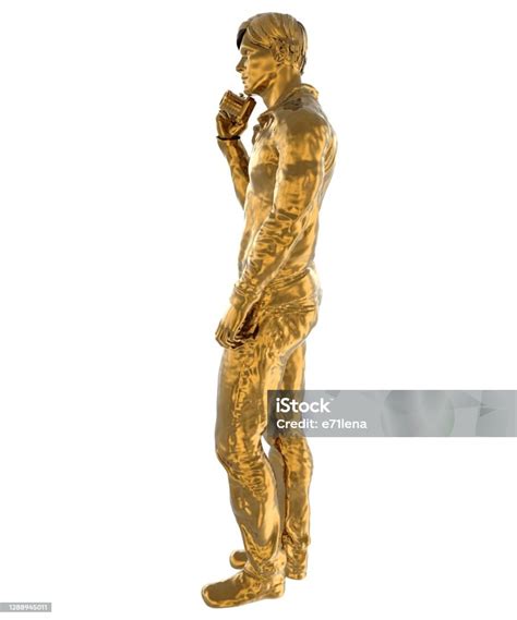 흰색 배경 3d 일러스트에 고립 된 금의 사진 작가 동상 0명에 대한 스톡 사진 및 기타 이미지 0명 3차원 형태 겉창 Istock