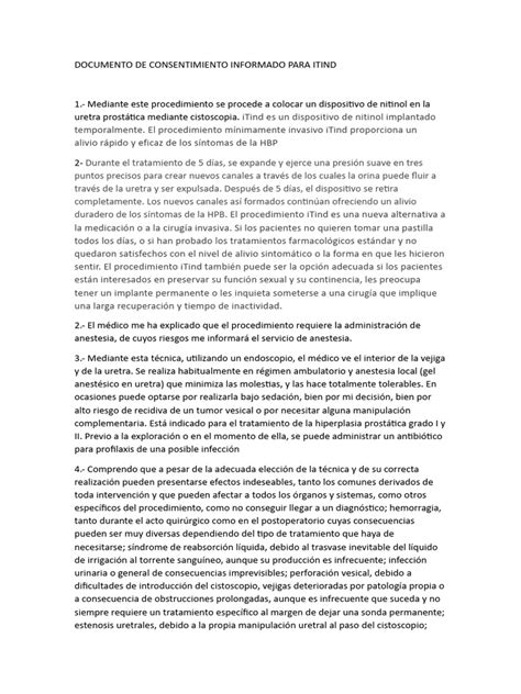 Consentimiento Itind Pdf Medicina Clinica Especialidades Medicas