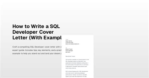 How To Write A Sql Developer Cover Letter With Example