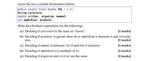 solved given the java variable declarations below public