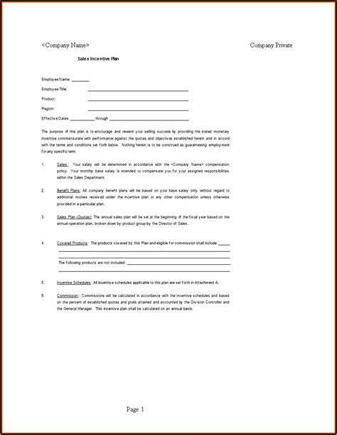 Sales Incentive Plan Template Sample Template 2 Resume Examples V19xdlxr97