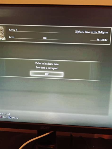 the save file is corrupted r eldenring