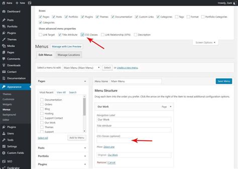 Add Css Classes To Navigation Menu Items Kaira