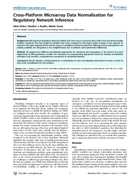 Pdf Cross Platform Microarray Data Normalisation For Regulatory