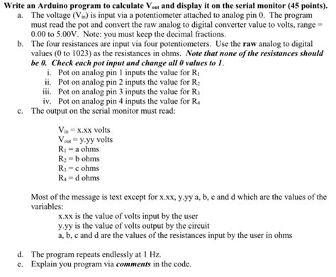 O R4 Write An Arduino Program To Calculate Vout And