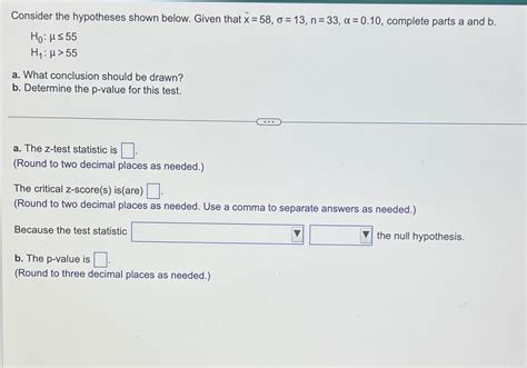 Solved Consider The Hypotheses Shown Below Given That Chegg