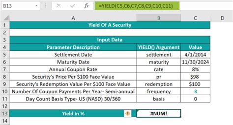 Excel YIELD Function Formula Examples How To Use