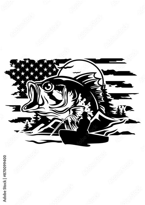 Us Bass Fishing Illustration Bass Fish Clipart Fish Cut File Bass
