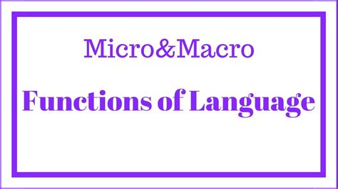 Functions Of Language Micro And Macro In English With Urdu Explanation Youtube