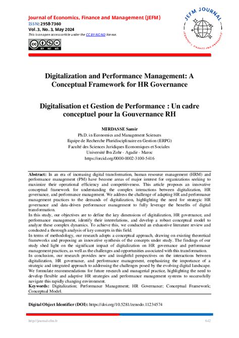 Pdf Digitalization And Performance Management A Conceptual Framework For Hr Governance