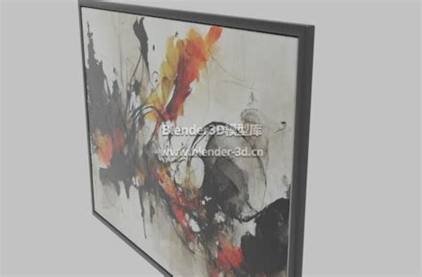 Blender 油画抽象装饰画框挂画3d模型素材资源免费下载 Blender3d模型库