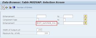SAP Sample Programs Find Exits For Tcode Transaction Code