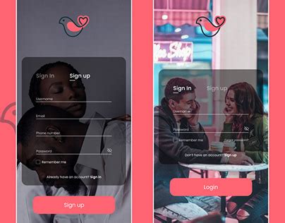 Login And Signup Ui Dating App Projects Photos Videos Logos Illustrations And Branding