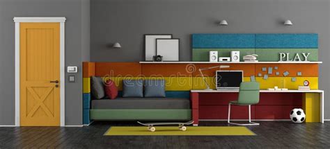Quarto De Adolescente Jovem E Colorido Ilustração Stock Ilustração De Idéias Lâmpada 122835805