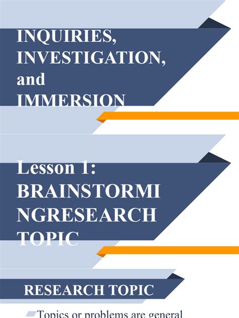 3i Lesson 1 Brainstorming Research Topic Pdf Brainstorming Scientific Method