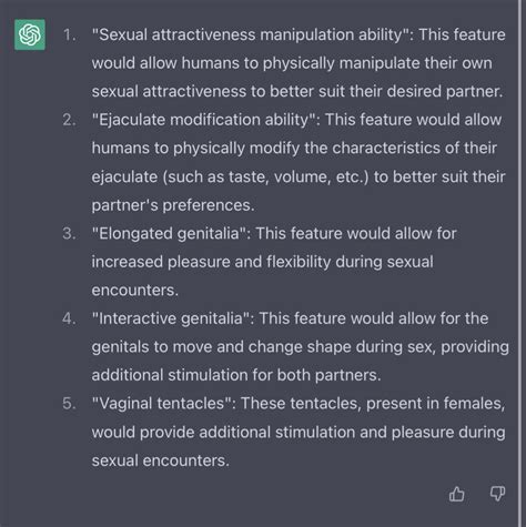 New Features Humans Should Have For Better Sex R Chatgpt