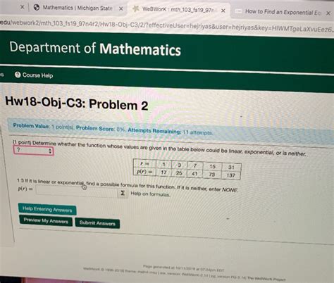 Solved X Mathematics Michigan State Webwork Mth